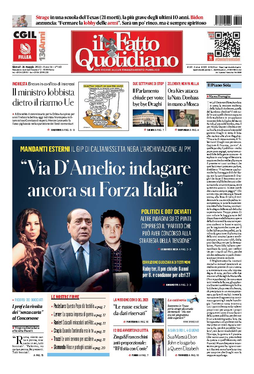 giovedì 26 Maggio 2022 - Il Fatto Quotidiano