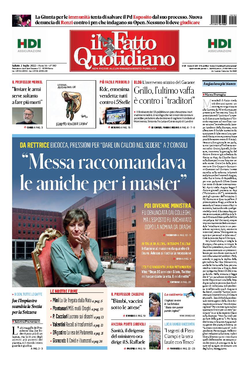 sabato 2 Luglio 2022 - Il Fatto Quotidiano