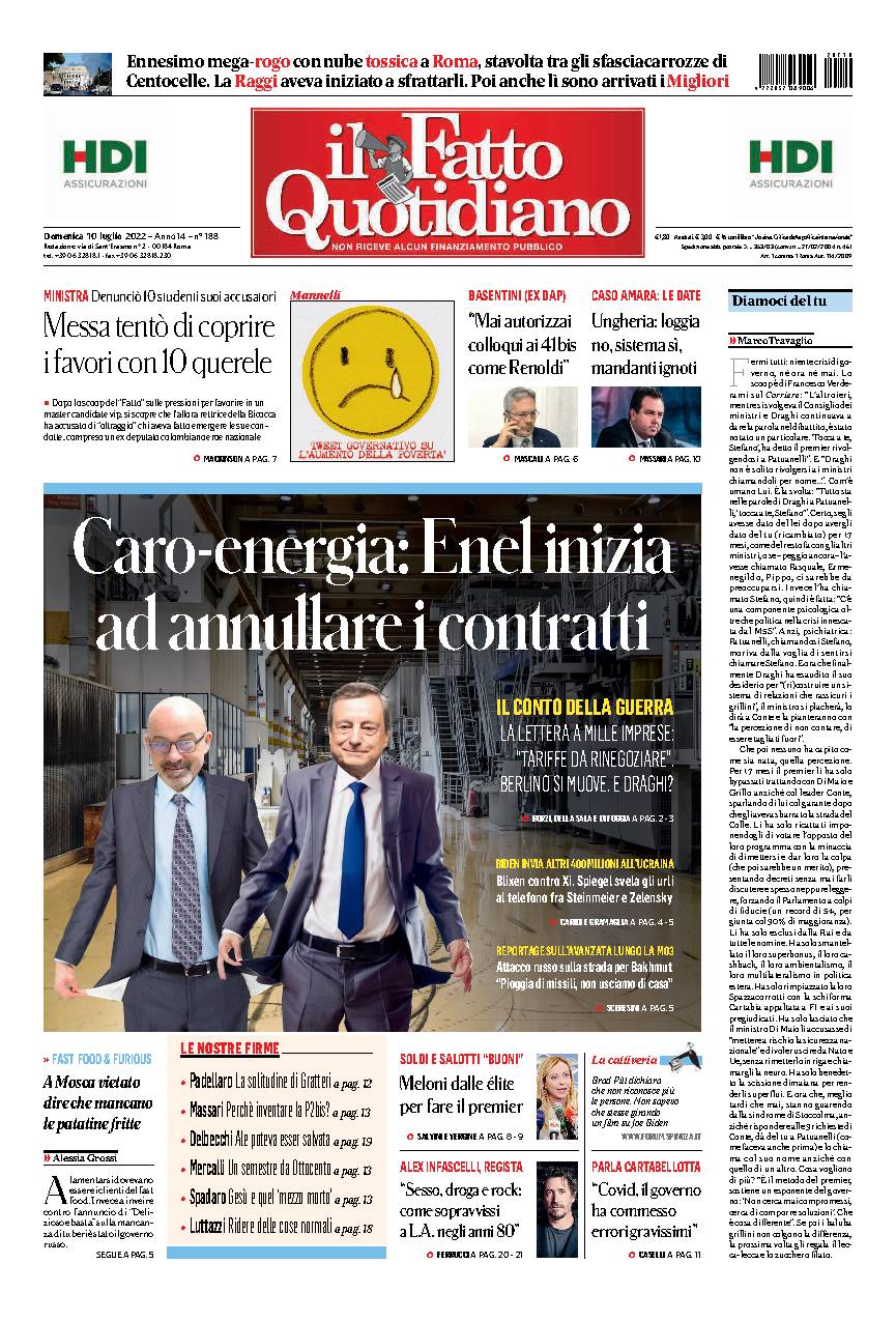domenica 10 Luglio 2022 - Il Fatto Quotidiano