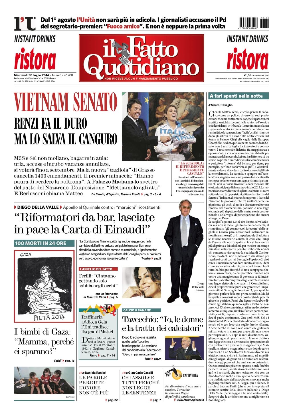 mercoledì 30 luglio 2014 - Il Fatto Quotidiano
