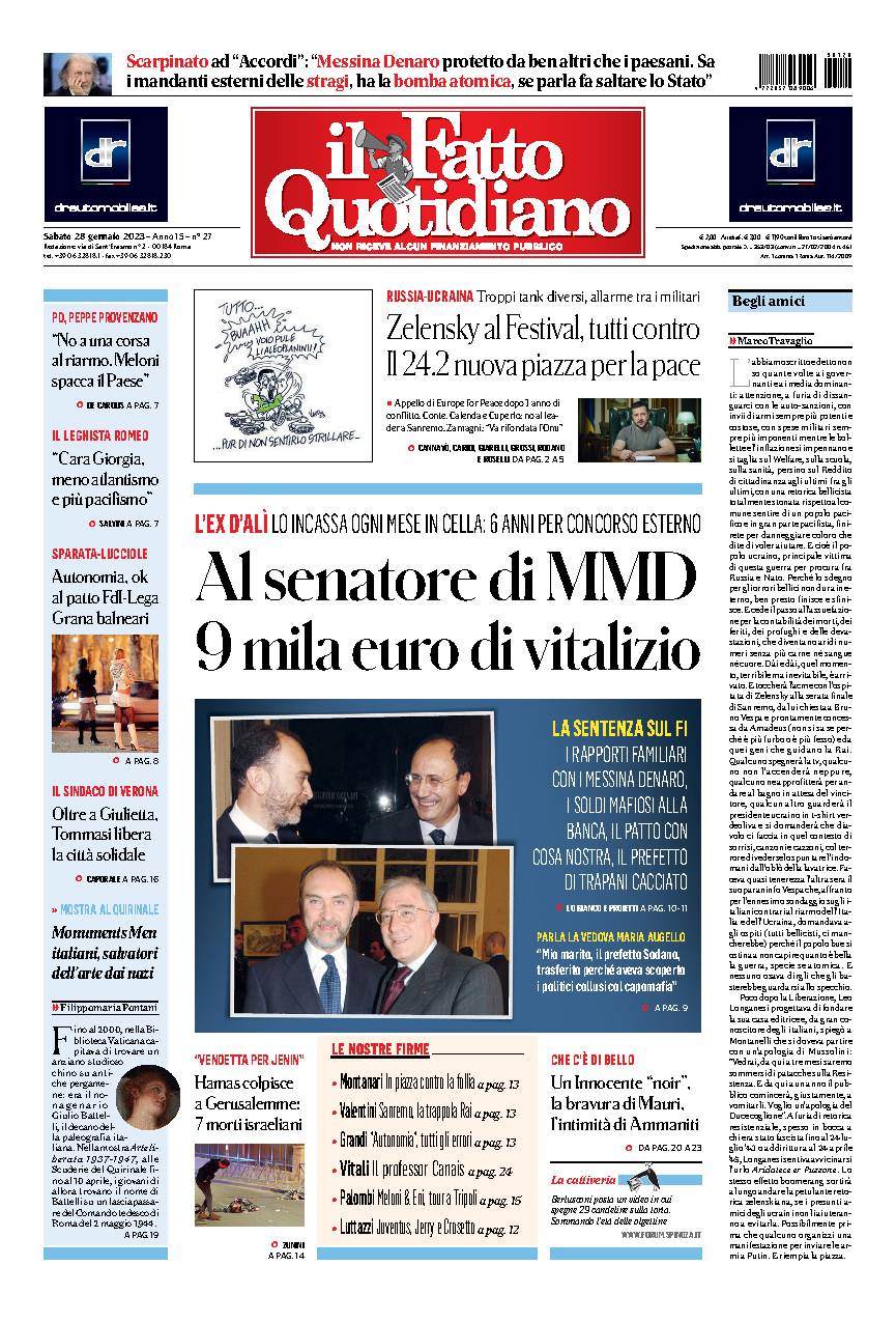 sabato 28 Gennaio 2023 - Il Fatto Quotidiano