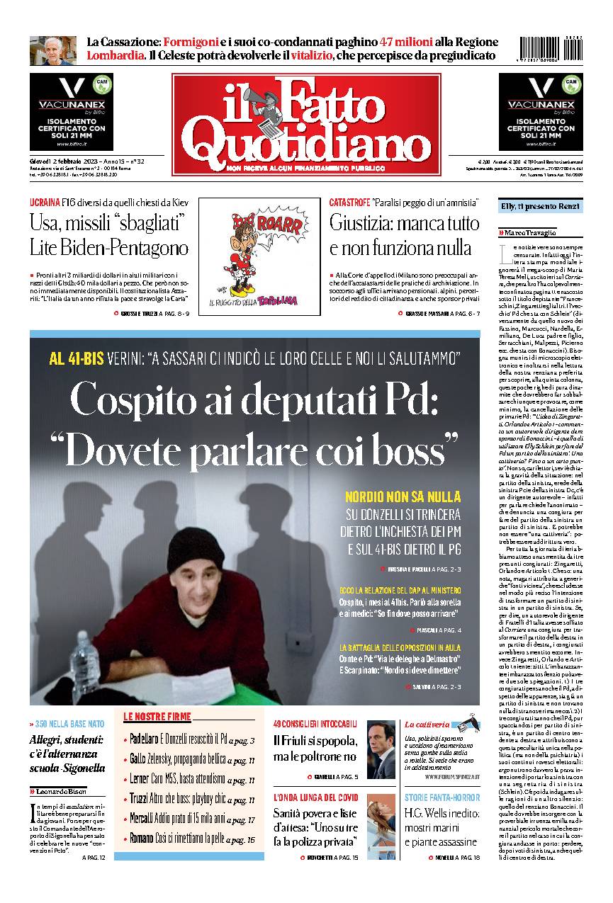 giovedì 2 Febbraio 2023 - Il Fatto Quotidiano