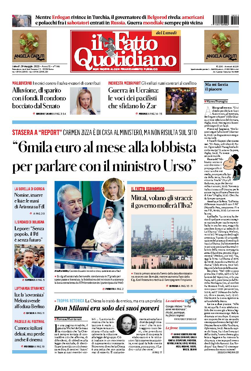 lunedì 29 Maggio 2023 - Il Fatto Quotidiano