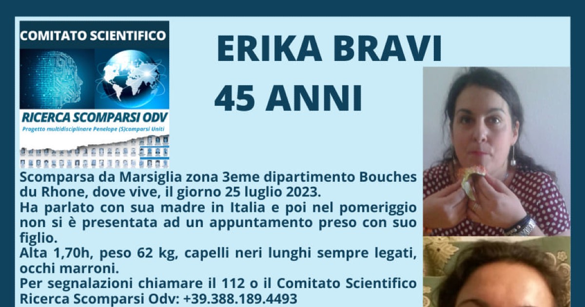 Erika Bravi, 45enne di Forlì scomparsa a Marsiglia. I genitori: "Aveva divorziato dal marito ...